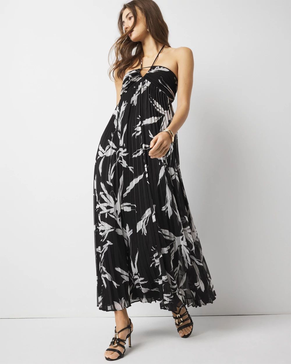Halter Pleated Maxi Dress | White House Black Market